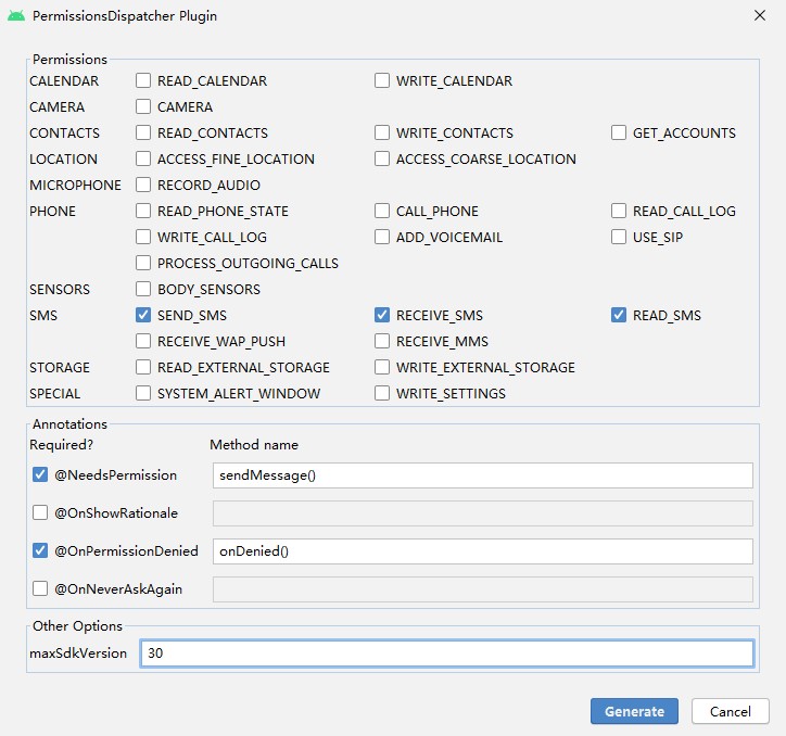 PermissionsDispatcher权限申请插件-分享-安卓笔记本